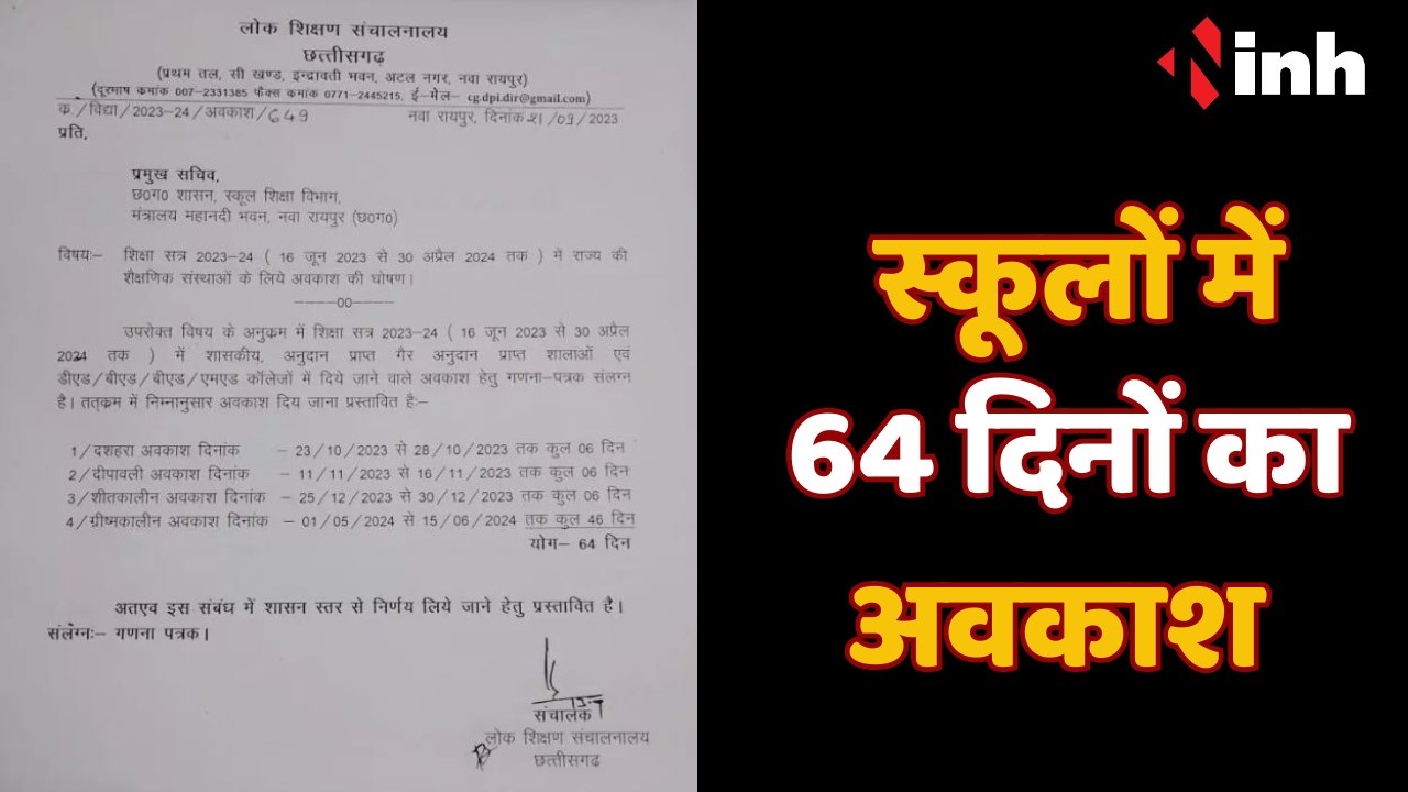 इस बार स्कूलों में 64 दिनों के अवकाश का प्रस्ताव, देखिए दशहरा, दीपावली ...